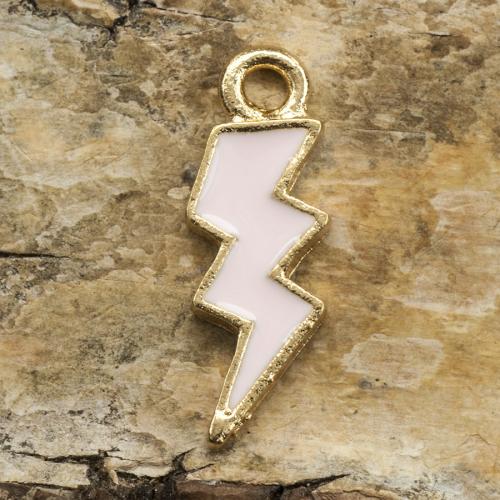Berlock Blixt 8x21 mm, Rosa/Guldfärg (st) - Billigt hos Pärlgrossisten
