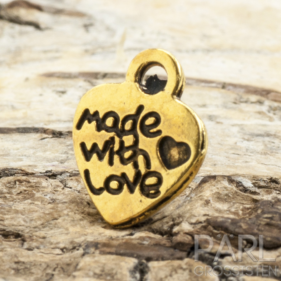 Berlock Made with love 12x10 mm, Antikguld (10st) - Billigt hos ...